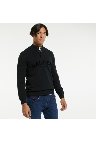 Nautıca Erkek Siyah Uzun Kollu Triko Kazak SC17550T.0TB