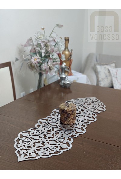 Casa Vanessa Damaks Deri Runner