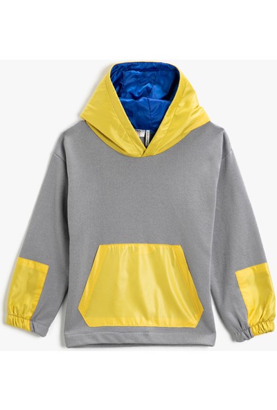 Koton Renk Bloklu Kanguru Cepli Kapşonlu Sweatshirt
