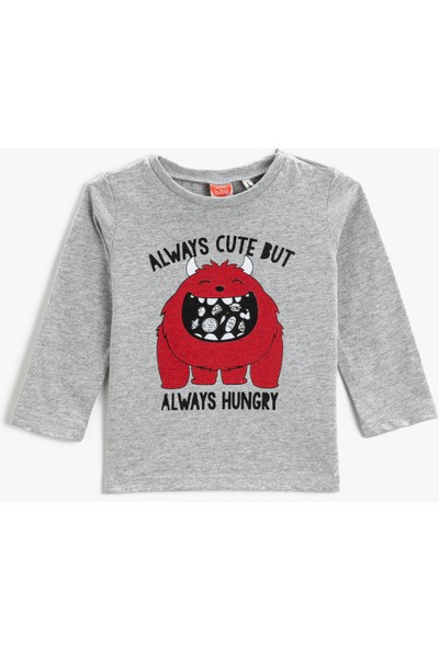 Koton Canavar Baskılı Uzun Kollu Tişört