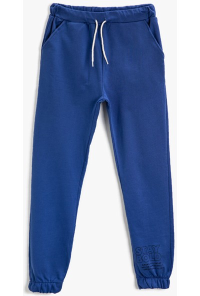 Koton Paçası Slogan Baskılı Jogger Eşofman Altı Pamuklu Beli Bağlamalı