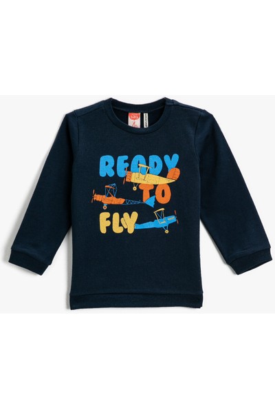 Koton Erkek Bebek Baskılı Sweatshirt Bisiklet Yaka Pamuklu