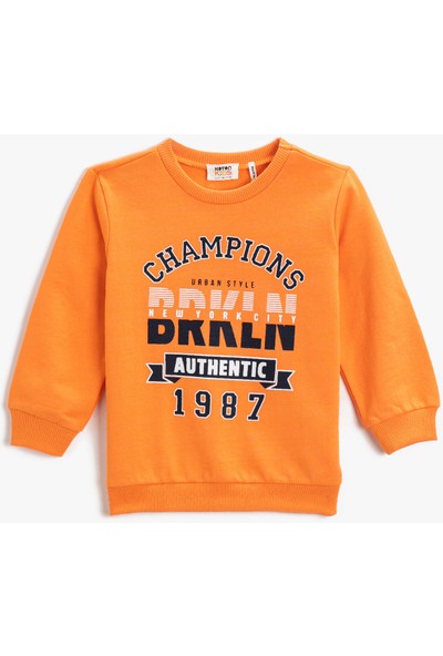 Koton Baskılı Uzun Kollu Sweatshirt Crew Neck