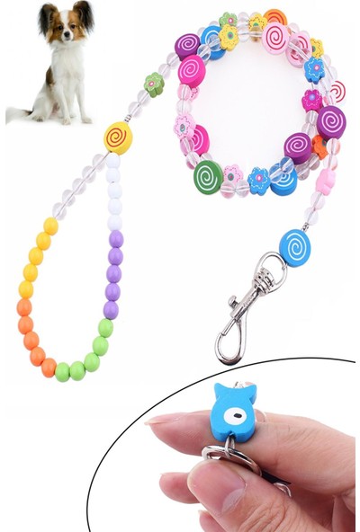 Hayalimkapimda Boncuklu Desenli Çelik Telli Süslü Sevimli Kedi Köpek Tasması