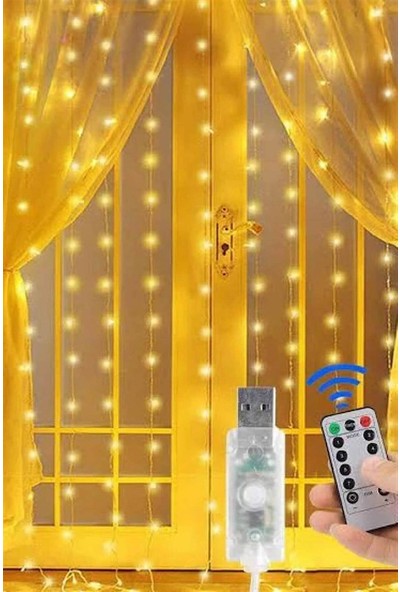 Partifabrik Perde LED Işık 3x3 Metre Günışığı Renk Kumandalı 8 Fonksiyonlu Partifabrik Perde LED Işık 3x3 Metre Günışığı Renk Kumandalı 8 Fonksiyonlu