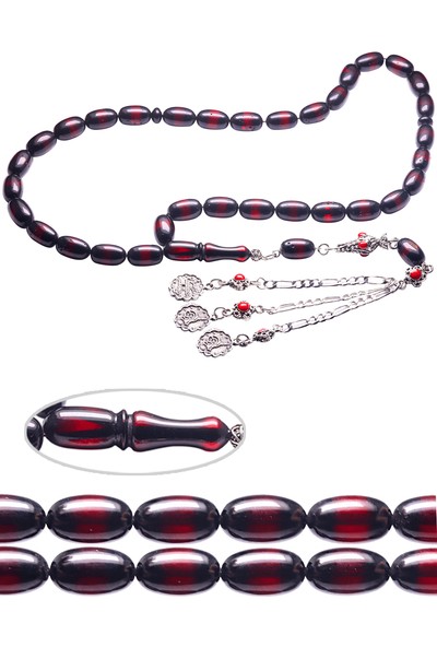 Tesbih Atölyesi Kırmızı Siyah Renkli Sürmeli Ateş Kehribar Tesbih Tesbih Atölyesi Kırmızı Siyah Renkli Sürmeli Ateş Kehribar Tesbih