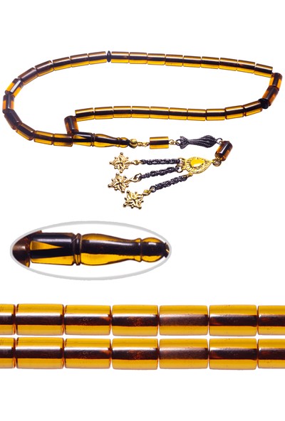 Tesbih Atölyesi Bal Sarı Renkli Kesme Ateş Kehribar Tesbih