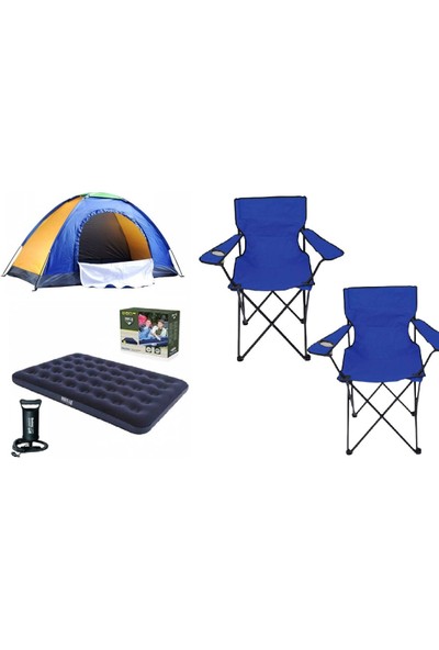 Sealife 4 Kişilik Kamp Çadırı Seti Çadır - Yatak - Sandalye - Pompa Dahil Sealife 4 Kişilik Kamp Çadırı Seti Çadır - Yatak - Sandalye - Pompa Dahil