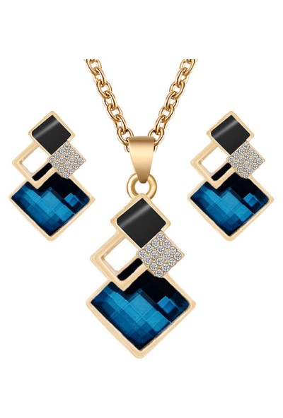 Myfavori Mavi Taşlı Kolye Küpe Söz Nişan Takı Modelleri