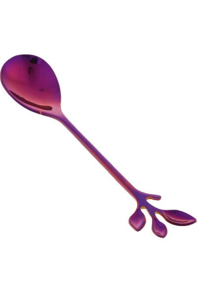 Baosity Yaprak Desen Paslanmaz Çelik Çay Kahve Kaşığı Sofra Renkli Mor (Yurt Dışından)