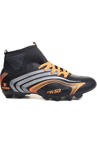 Lion Siyah Turuncu Çoraplı Krampon Futbol Ayakkabısı