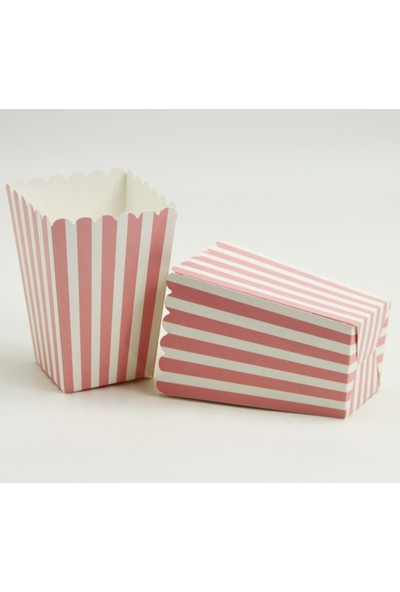 Organizasyon Pazarı Popcorn Pembe Beyaz Düz Çizgili Mısır Kutusu 10 Adet Organizasyon Pazarı Popcorn Pembe Beyaz Düz Çizgili Mısır Kutusu 10 Adet