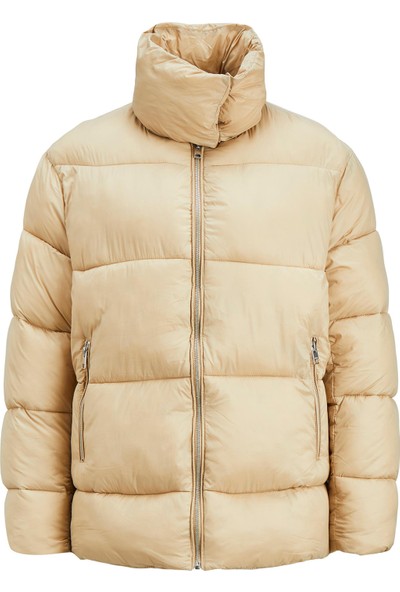 Jjxx Jxellie Puffer Dik Yaka Normal Kalıp Düz Bej Kadın Şişme Mont