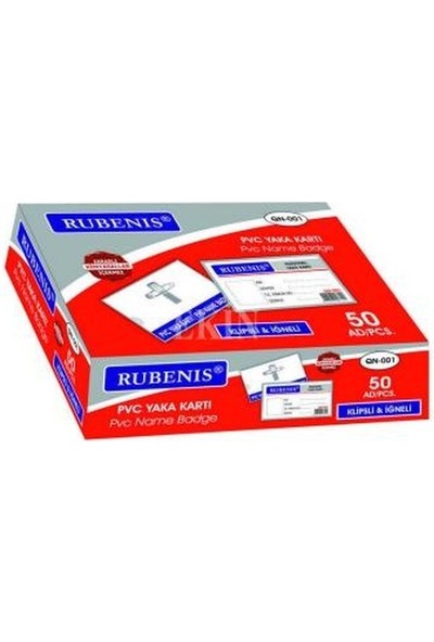 Rubenis Şeffaf Iğneli Yaka Kartı (QN-001) Paket