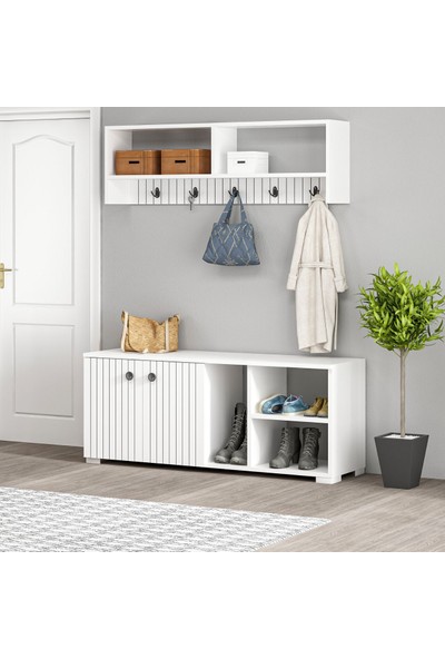 Cantek Sarandon Portmanto Beyaz-Beyaz