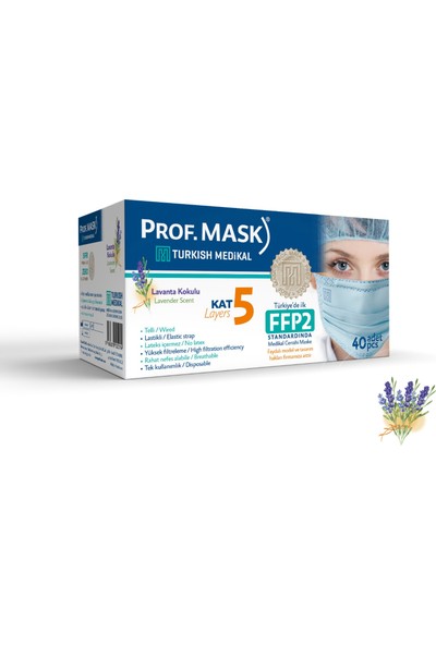 Prof. Mask 5 Kat Cerrahi Maske Turkuaz Lavantalı (40’Lı Kutu) Prof. Mask 5 Kat Cerrahi Maske Turkuaz Lavantalı (40’Lı Kutu)