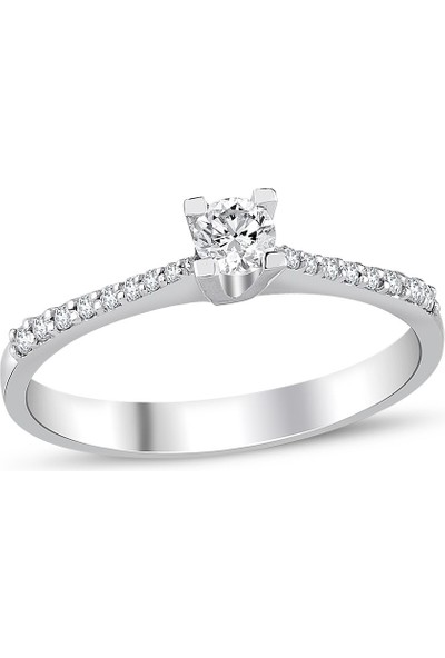 İryum 0.25 Karat E-F Vs Pırlanta Kolu Taşlı Tektaş Yüzük WPY3512AY