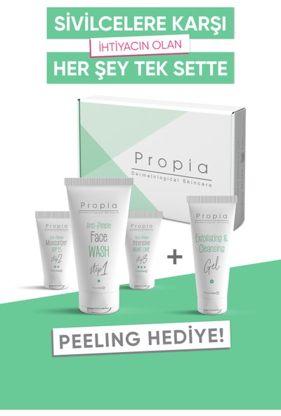 Propia Sivilce Karşıtı 3 Adımlı Bakım Seti ve Arındırıcı + Peeling