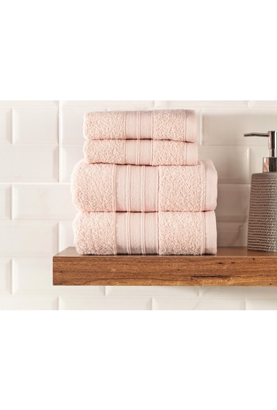Madame Coco Fabrice Düz 4'lü Havlu Seti - Pudra Madame Coco Fabrice Düz 4'lü Havlu Seti - Pudra