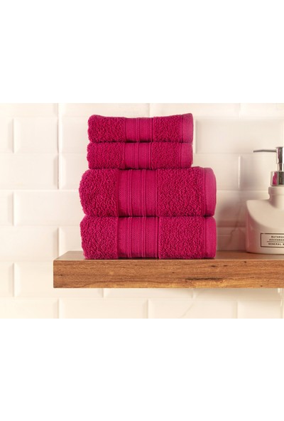 Madame Coco Fabrice Düz 4'lü Havlu Seti - Fuşya Madame Coco Fabrice Düz 4'lü Havlu Seti - Fuşya