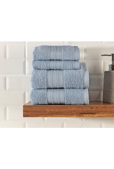 Madame Coco Fabrice Düz 4'lü Havlu Seti - Mavi Madame Coco Fabrice Düz 4'lü Havlu Seti - Mavi