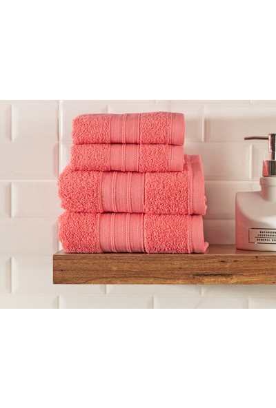 Madame Coco Fabrice Düz 4'lü Havlu Seti - Koyu Pembe