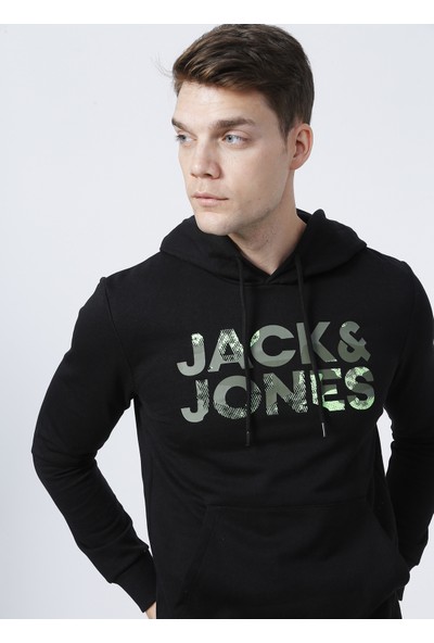 Jack & Jones 12189147_JJSOLDIER Logo Sweat Hood Kapüşonlu Uzun Kollu Regular Fit Baskılı Siyah Erkek Sweatshirt Jack & Jones 12189147_JJSOLDIER Logo Sweat Hood Kapüşonlu Uzun Kollu Regular Fit Baskılı Siyah Erkek Sweatshirt