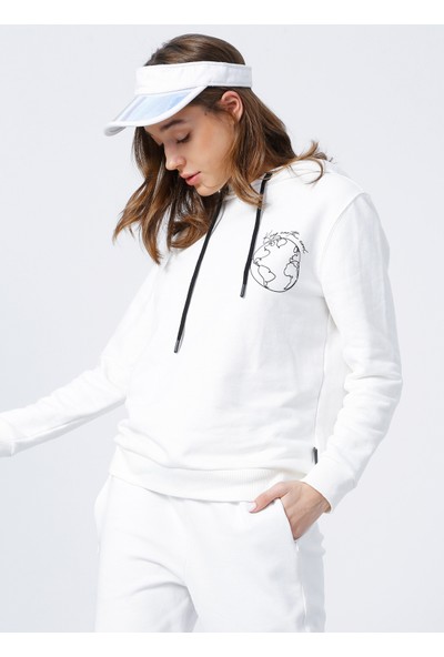 National Geographic I-W-Keep Kapüşonlu Standart Kalıp Baskılı Beyaz Kadın Sweatshirt National Geographic I-W-Keep Kapüşonlu Standart Kalıp Baskılı Beyaz Kadın Sweatshirt