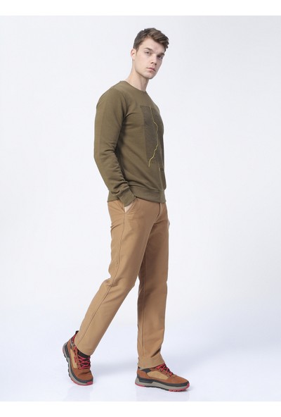 National Geographic C-With Bisiklet Yaka Standart Kalıp Baskılı Haki Erkek Sweatshirt