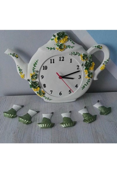 Home &amp ; Home Özel Tasarım Mutfak Duvar Saati 6 Adet Bardaklı