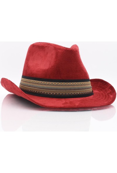 Külah Erkek Fötr Kovboy Şapka Nubuk-Bordo Külah Erkek Fötr Kovboy Şapka Nubuk-Bordo
