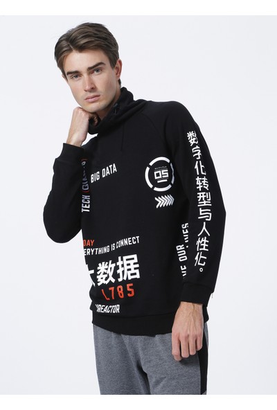 Limon Bigdata Dik Yaka Regular Fit Siyah Erkek Sweatshirt Limon Bigdata Dik Yaka Regular Fit Siyah Erkek Sweatshirt