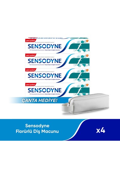 Sensodyne F Diş Macunu 75 ml X4 Çanta Hediye