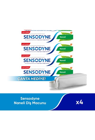Sensodyne Naneli Diş Macunu 75 ml X4 Çanta Hediye Sensodyne Naneli Diş Macunu 75 ml X4 Çanta Hediye