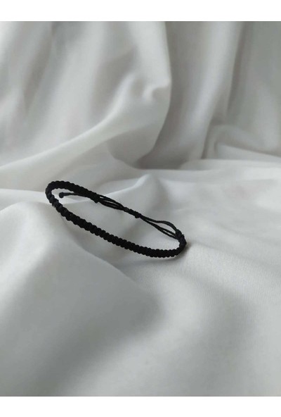Eva Takı Siyah Örgü Ip Arkadaş Bilekliği
