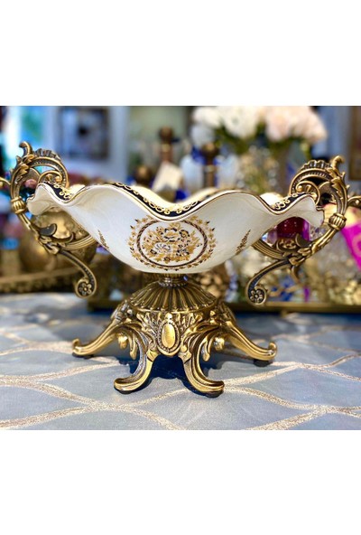 MiaKuba Miakub Dekoratif Kayık Model Kase & Sunumluk Seramik 24 x 21 cm