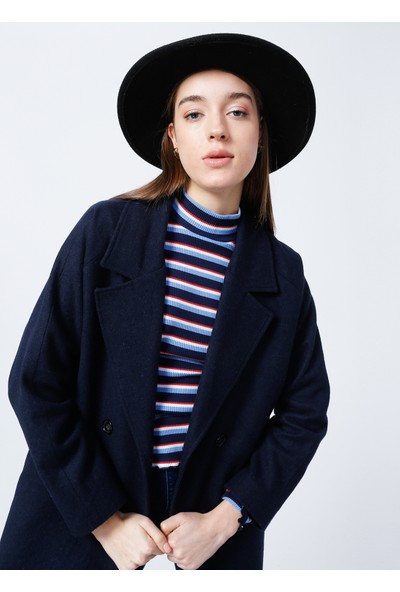 Fabrika Veneto Ceket Yaka Uzun Kollu Geniş Fit Düz Lacivert Kadın Kaban Fabrika Veneto Ceket Yaka Uzun Kollu Geniş Fit Düz Lacivert Kadın Kaban