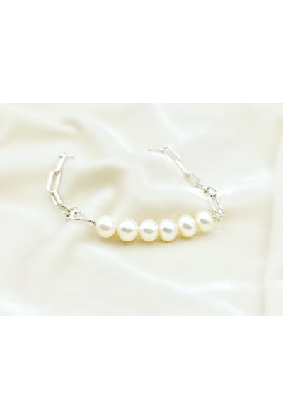 Es Silver Jewellery Özel Tasarım Inci Bileklik 925 Ayar Gümüş