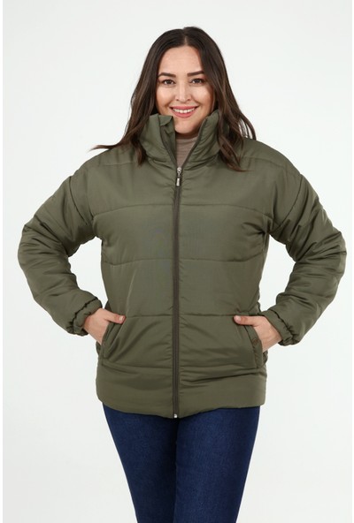 Pianoluce Kadın Büyük Beden Cepli Fermuar Kapamalı Astarlı Mont Haki PLWM22MO001 Pianoluce Kadın Büyük Beden Cepli Fermuar Kapamalı Astarlı Mont Haki PLWM22MO001