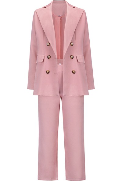 Gogoo Geniş Yakalı Kruvaze Blazer-Pembe (Yurt Dışından) Gogoo Geniş Yakalı Kruvaze Blazer-Pembe (Yurt Dışından)