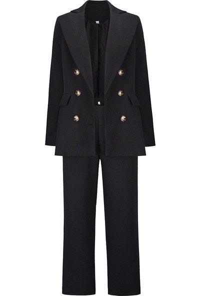 Gogoo Geniş Yakalı Kruvaze Blazer-Pembe (Yurt Dışından) Gogoo Geniş Yakalı Kruvaze Blazer-Pembe (Yurt Dışından)