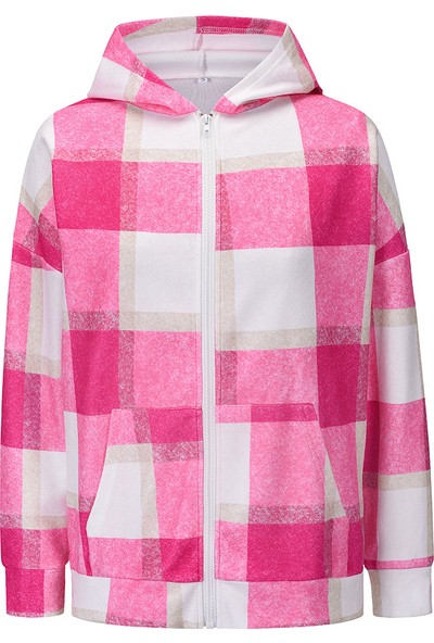 Gogoo Bol Ekose Çok Renkli Kapüşonlu Ceket (Yurt Dışından)