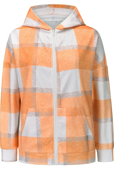 Gogoo Bol Ekose Çok Renkli Kapüşonlu Ceket (Yurt Dışından)