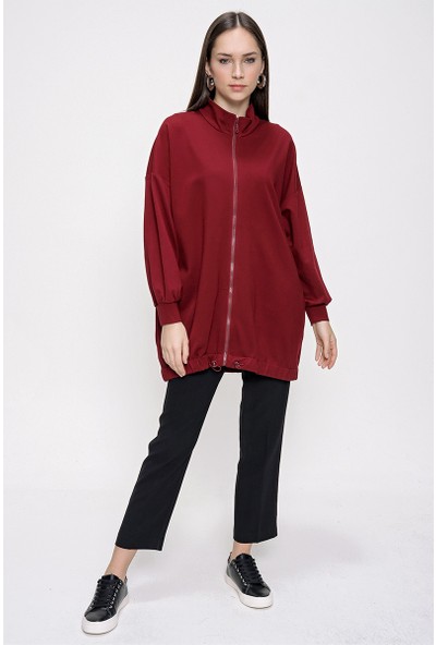 Aker 18569111 Eteği Büzgü Detaylı Önden Fermuarlı Çelik Örme Spor Kap