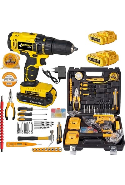 Sturdy Japon Professionel Tools 58V 8AH Krz Metal Şanziman Şarjli Çift Akülü Vidalama 99 Prç Uç Setli̇