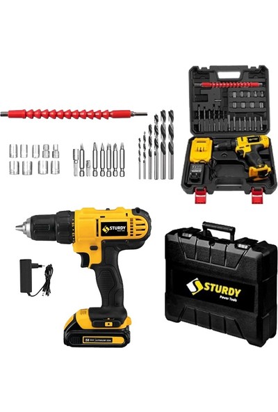 Sturdy Japon Professıonel Tools 58V 8AH Ytr Metal Şanzıman Şarjlı Çift Akülü Vidalama 27PRÇ Uç Setli̇