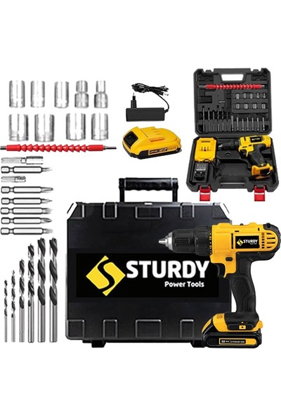 Sturdy Japon Professıonel Tools 58V 8AH Krz Metal Şanzıman Şarjlı Çift Akülü Vidalama 27PRÇ Uç Setli