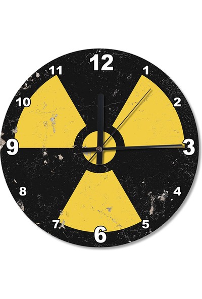 Tablomega Radyasyon Işareti Ahşap Duvar Saati Tablomega Radyasyon Işareti Ahşap Duvar Saati