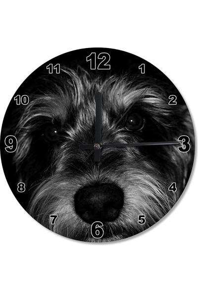 Tablomega Siyah Köpek Ahşap Duvar Saati Tablomega Siyah Köpek Ahşap Duvar Saati