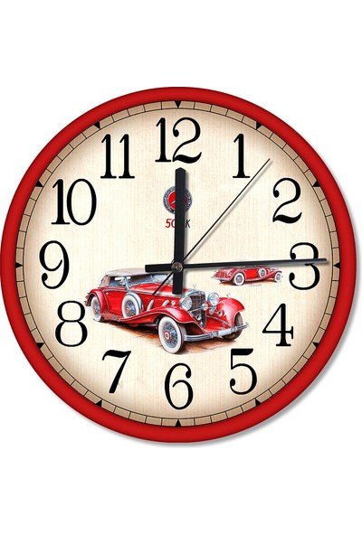 Tablomega Nostaljik Otomobiller Ahşap Duvar Saati
